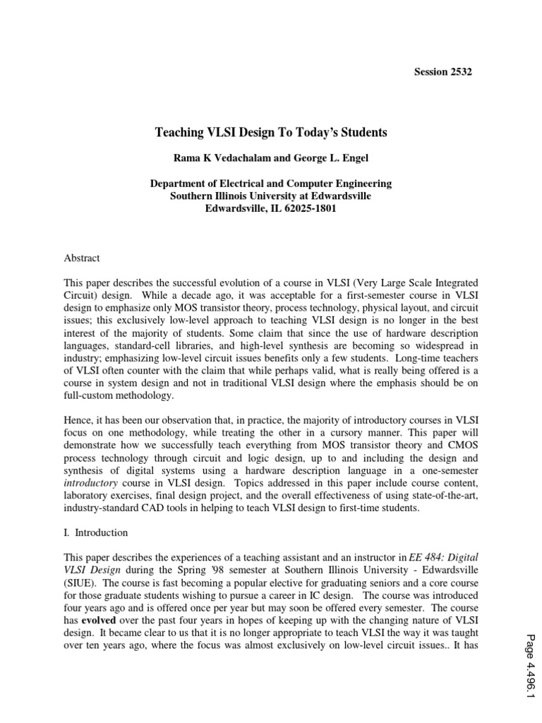 Teaching VLSI Design Using Industry Tools | PDF | Hardware Description ...