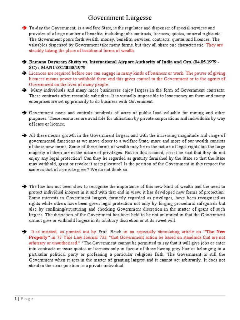 Government Largesse: SC) : MANU/SC/0048/1979 | PDF | License | Supreme ...
