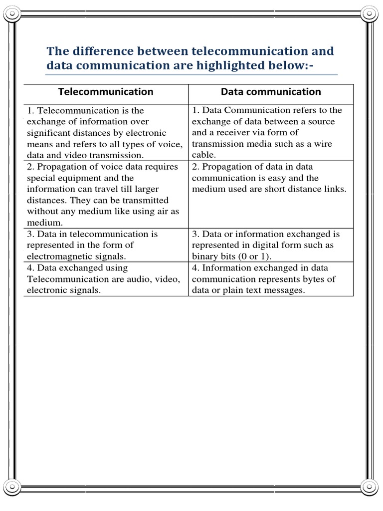 The Difference Between Telecommunication and Data Communication Are ...