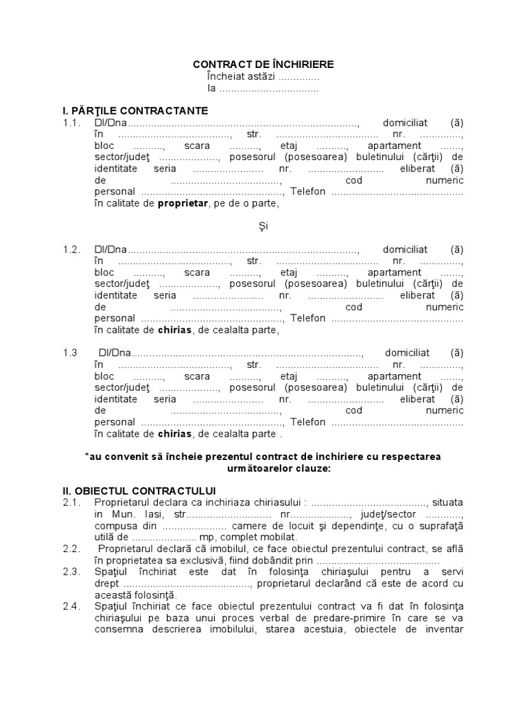 Contract de Inchiriere | PDF