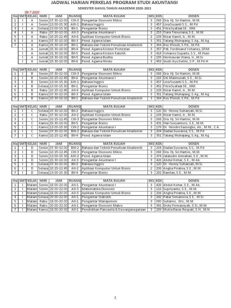 PD20 1 Akt Jadwal PDF | PDF | Karier & Perkembangan