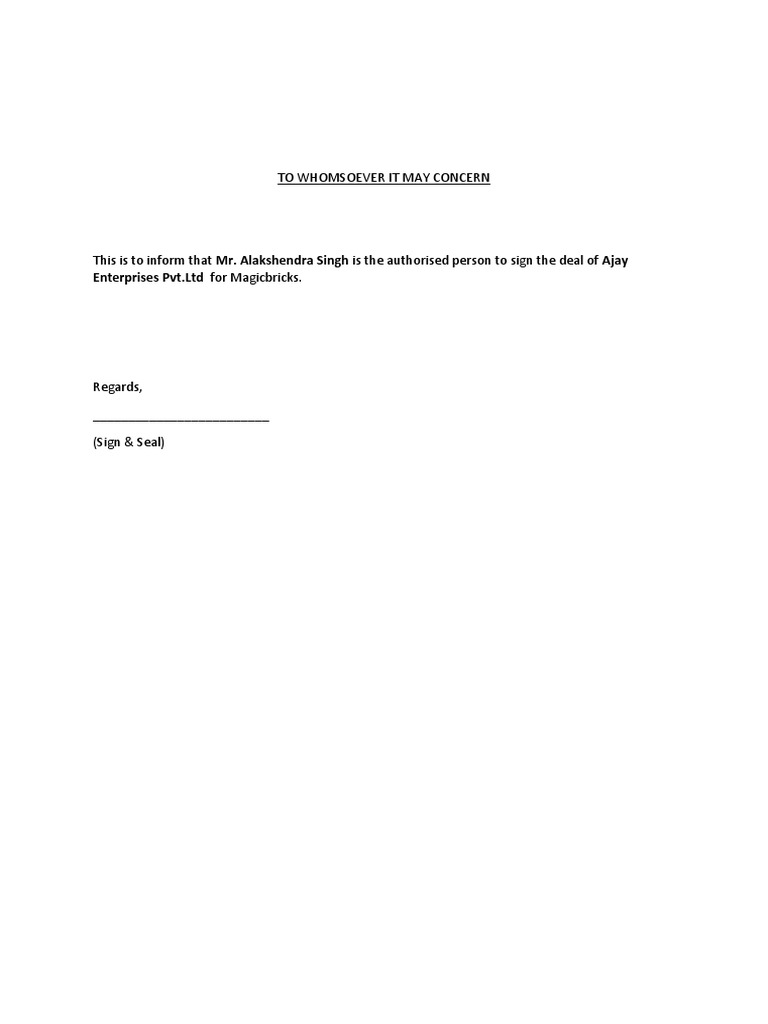 Authorised Signatory Letter Eros | PDF