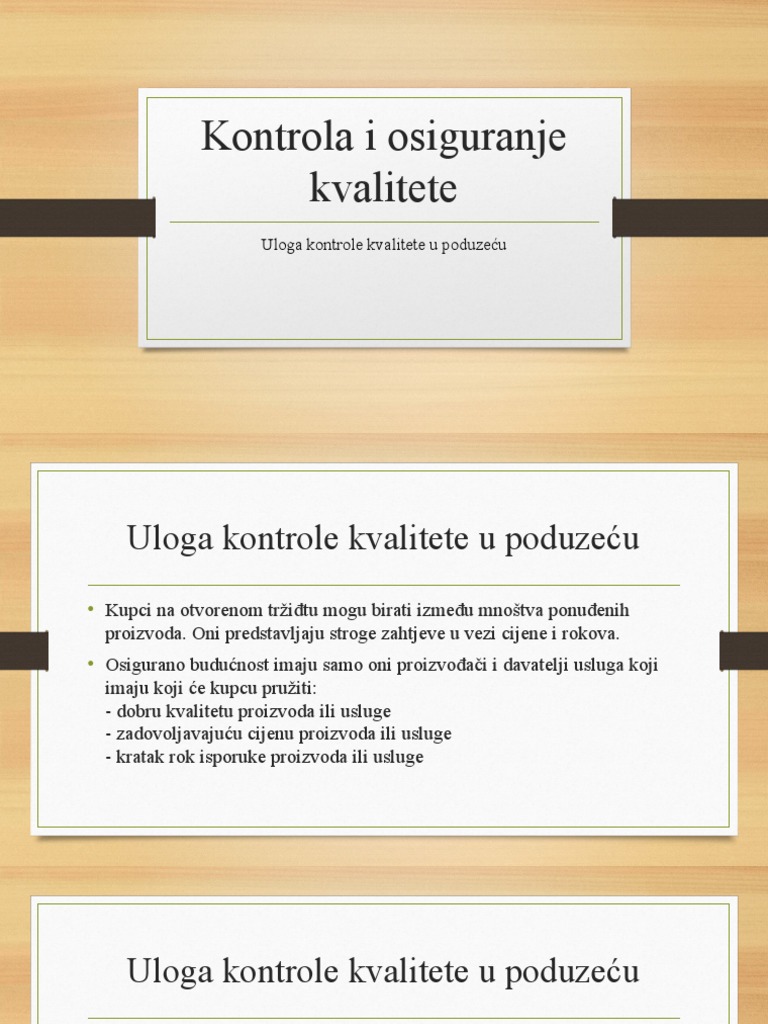04 - Uloga Kontrole Kvalitete U Poduzeću | PDF