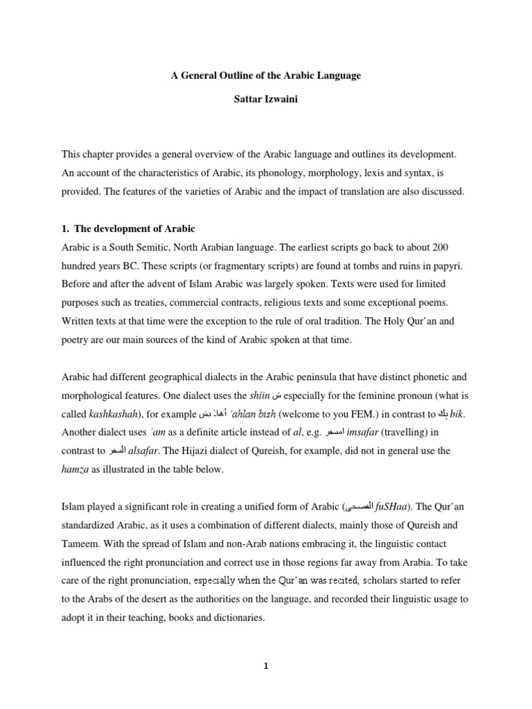 2 A General Outline of The Arabic Language | PDF | Grammatical Gender ...