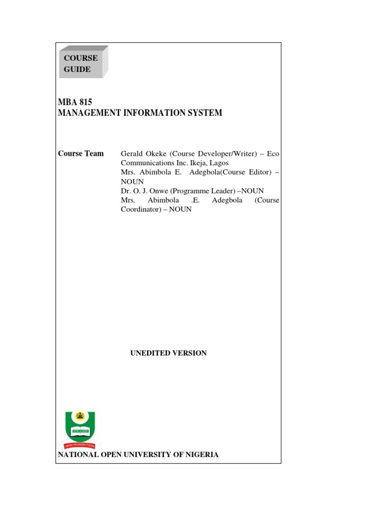 MBA 815: Management Information Systems | PDF | Software Development Process | System