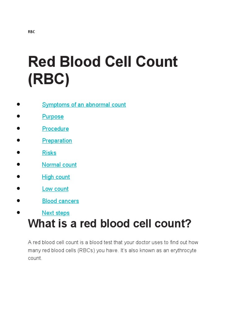What Is A Red Blood Cell Count? | Download Free PDF | Red Blood Cell ...