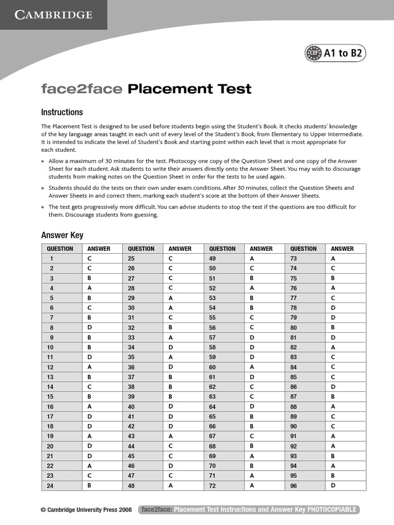 face2face-placement-test-a1-b2-2010-answer-key-pdf-pdf-data