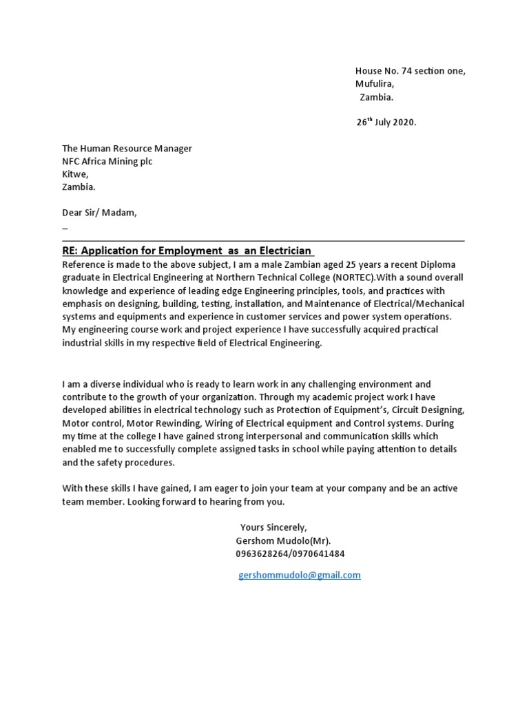 Gershom - Cover Letter - NFCA | PDF