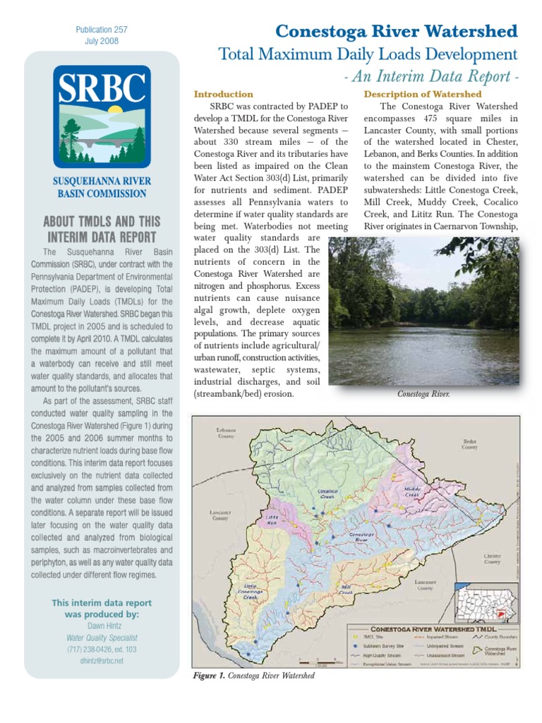 Conestoga River Watershed Total Maximum Daily Loads Development: An ...