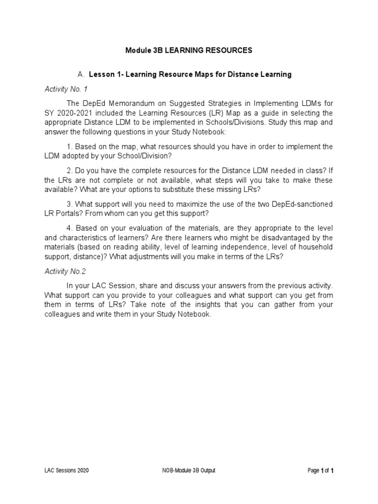 Activity No. 1: Module 3B Learning Resources | PDF
