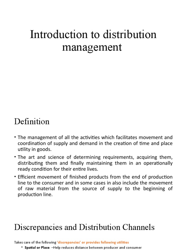 Introduction To Distribution Management | PDF | Retail | Sales