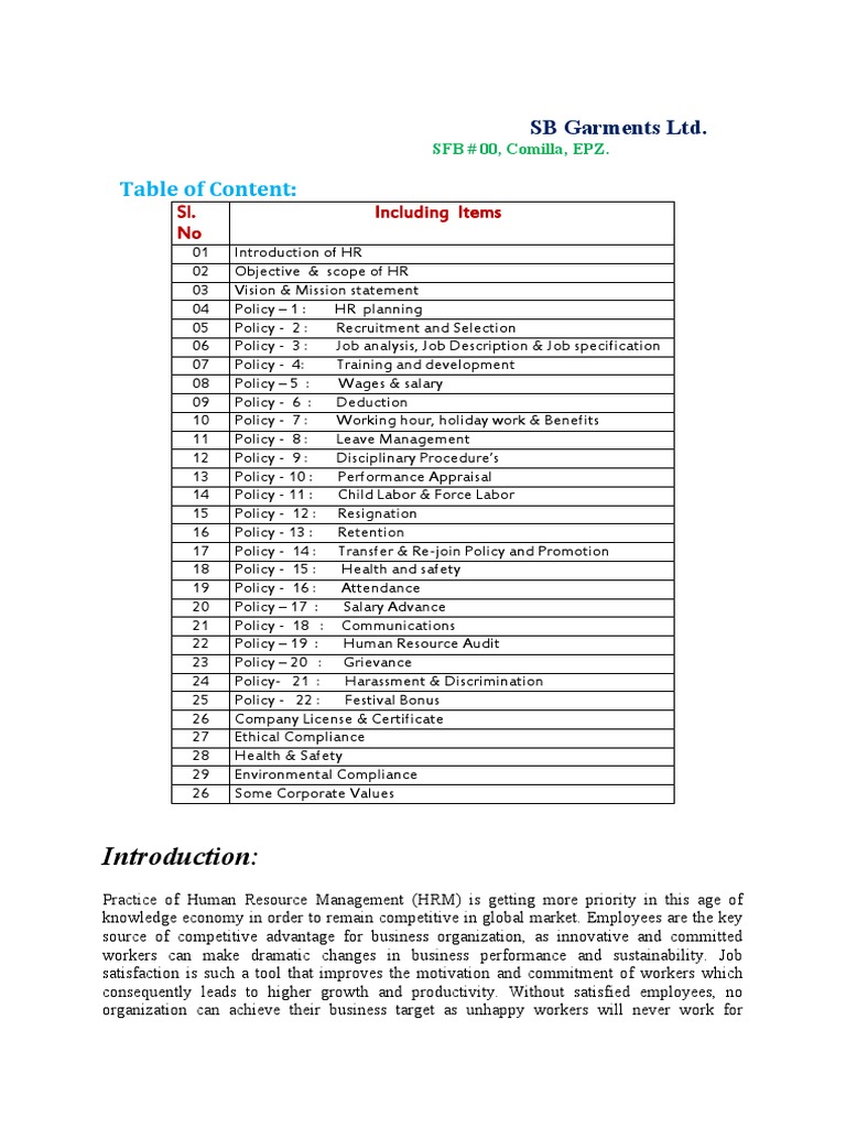 Sop of HR | PDF | Human Resource Management | Employee Retention
