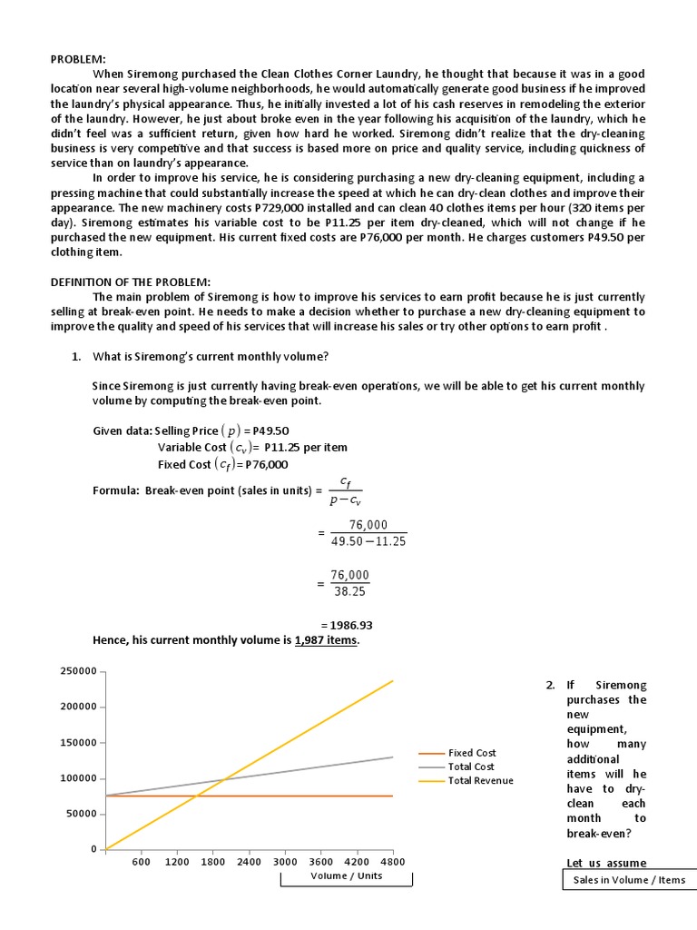 Case Study Break Even Point | PDF | Management Accounting | Market ...