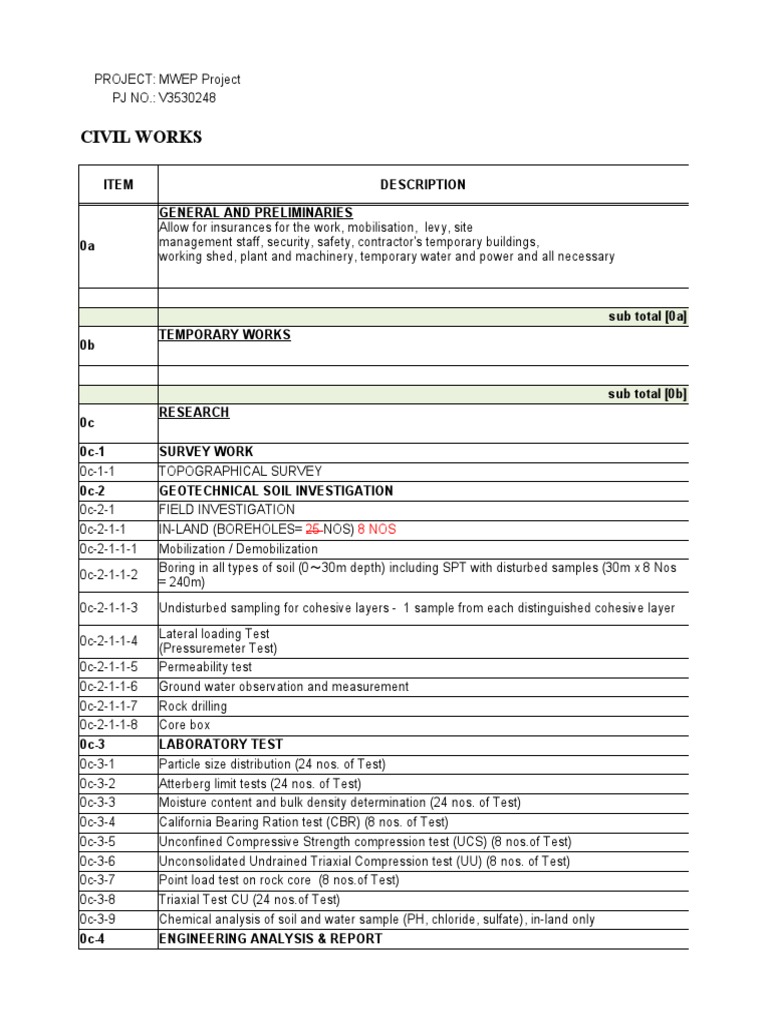 Civil Works: Item Description General and Preliminaries | PDF
