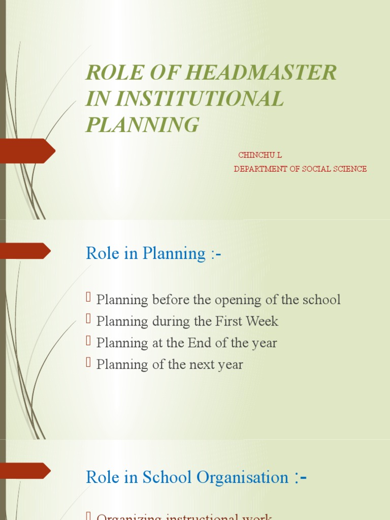Headmaster's Roles in School Management | PDF