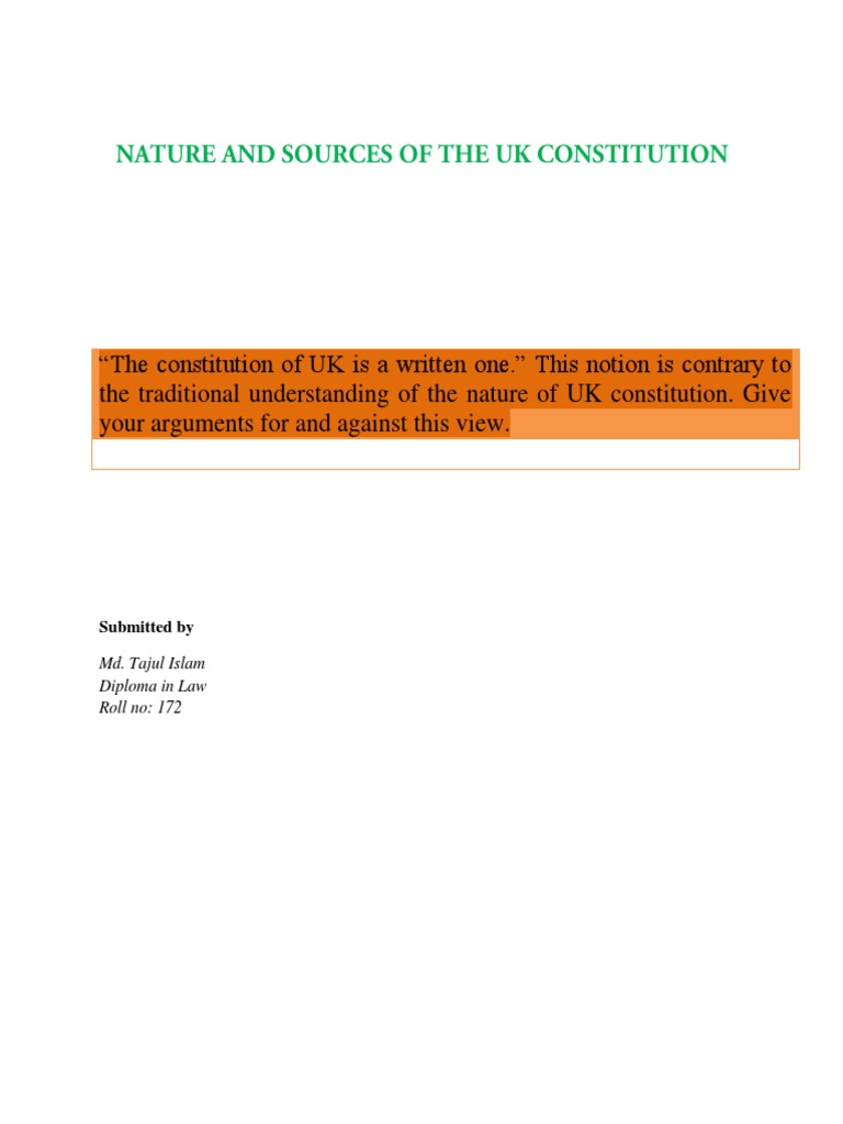 Sources of the UK Constitution Explained | PDF | Constitution Of The ...