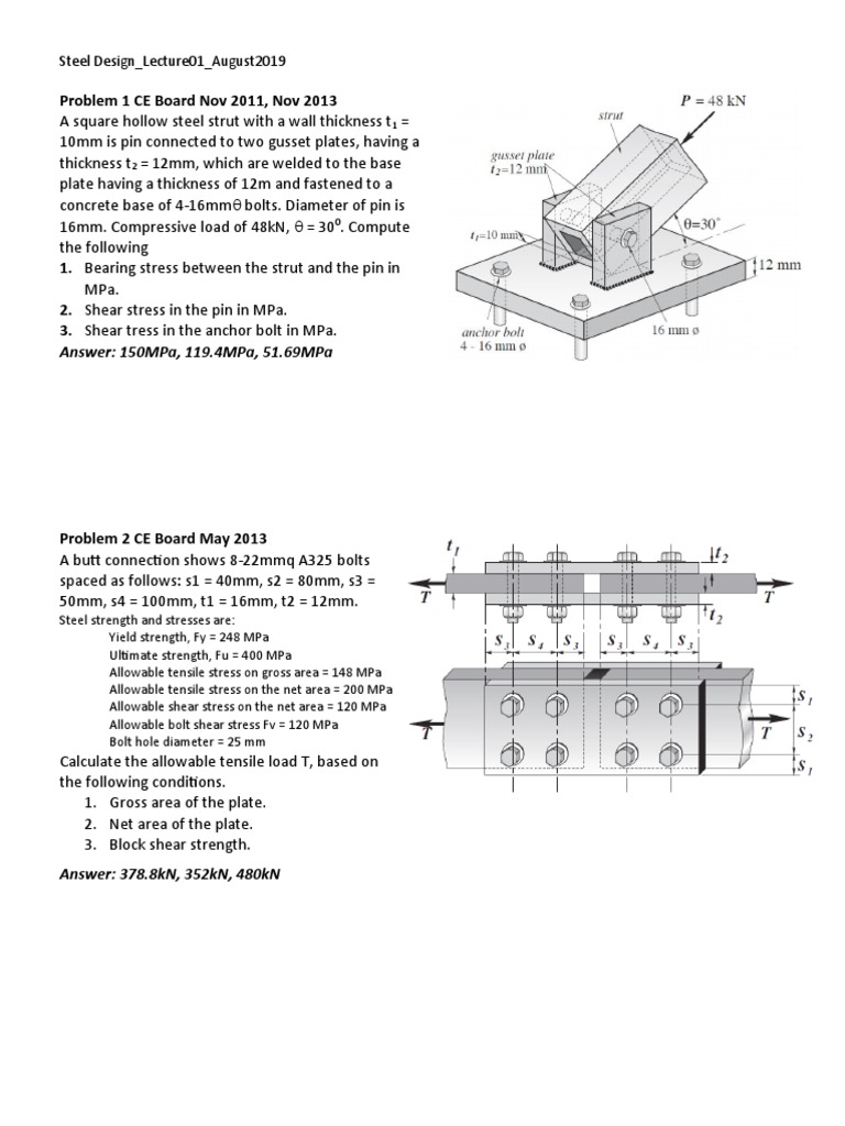 Problem 1 Ce Board Nov 2011, Nov 2013: Answer: 150mpa, 119.4mpa, 51 ...