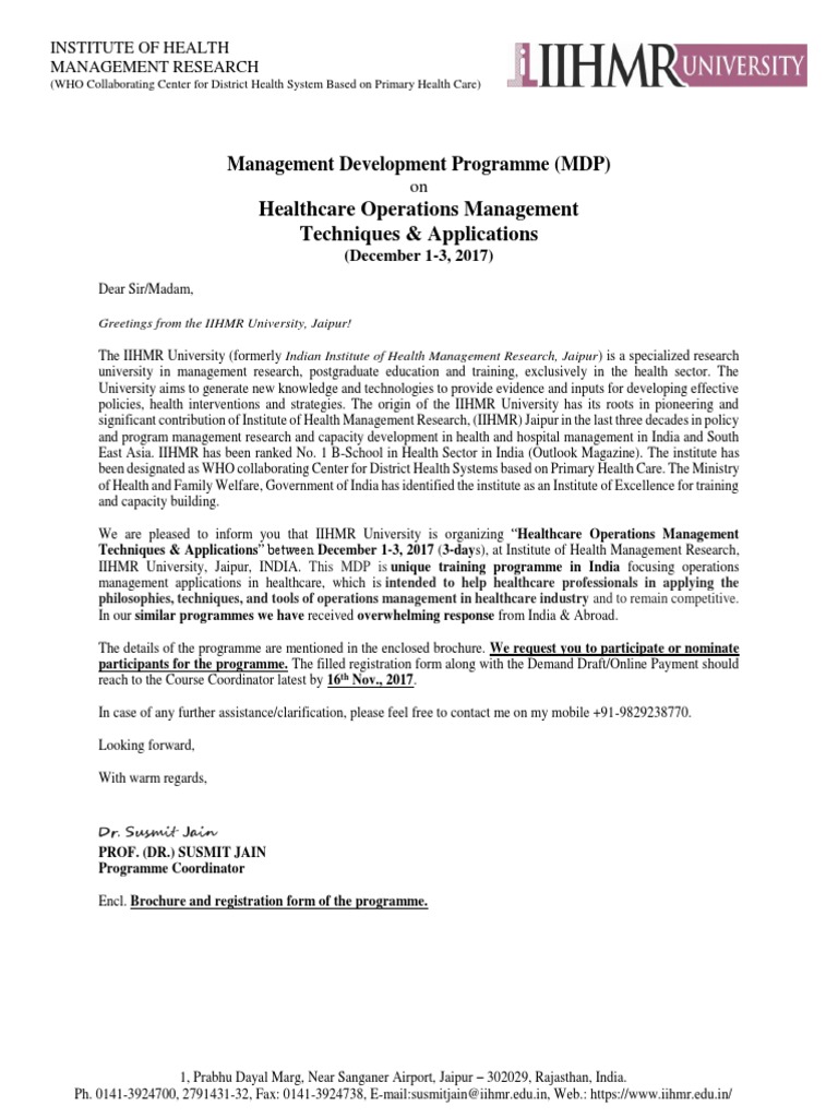 Invitation Letter-MDP Dec. 2017 | PDF | World Health Organization ...