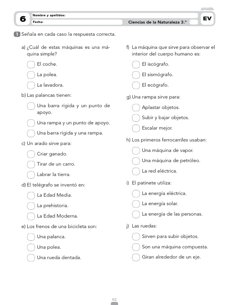 06 evaluacion-CN3 | PDF | Energía y recursos | Transporte
