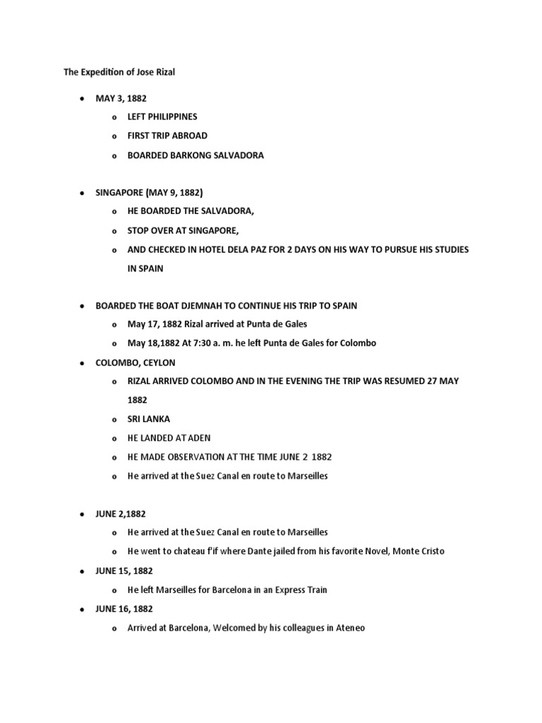 The Expedition of Jose Rizal | PDF | Philippines