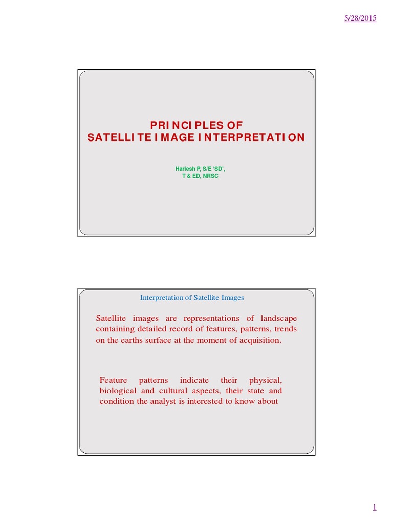 Principles of Satellite Image Interpretation | PDF | Remote Sensing ...
