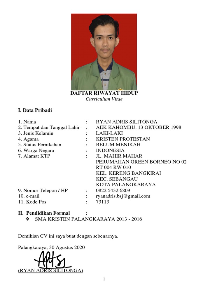 CV Ryan Adris Silitonga | PDF