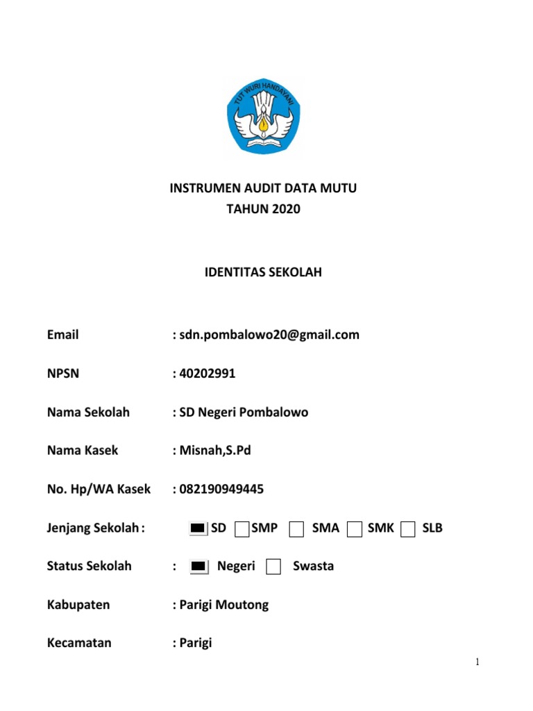 Instrumen Audit Data Mutu 2020 | PDF | Karier & Perkembangan ...