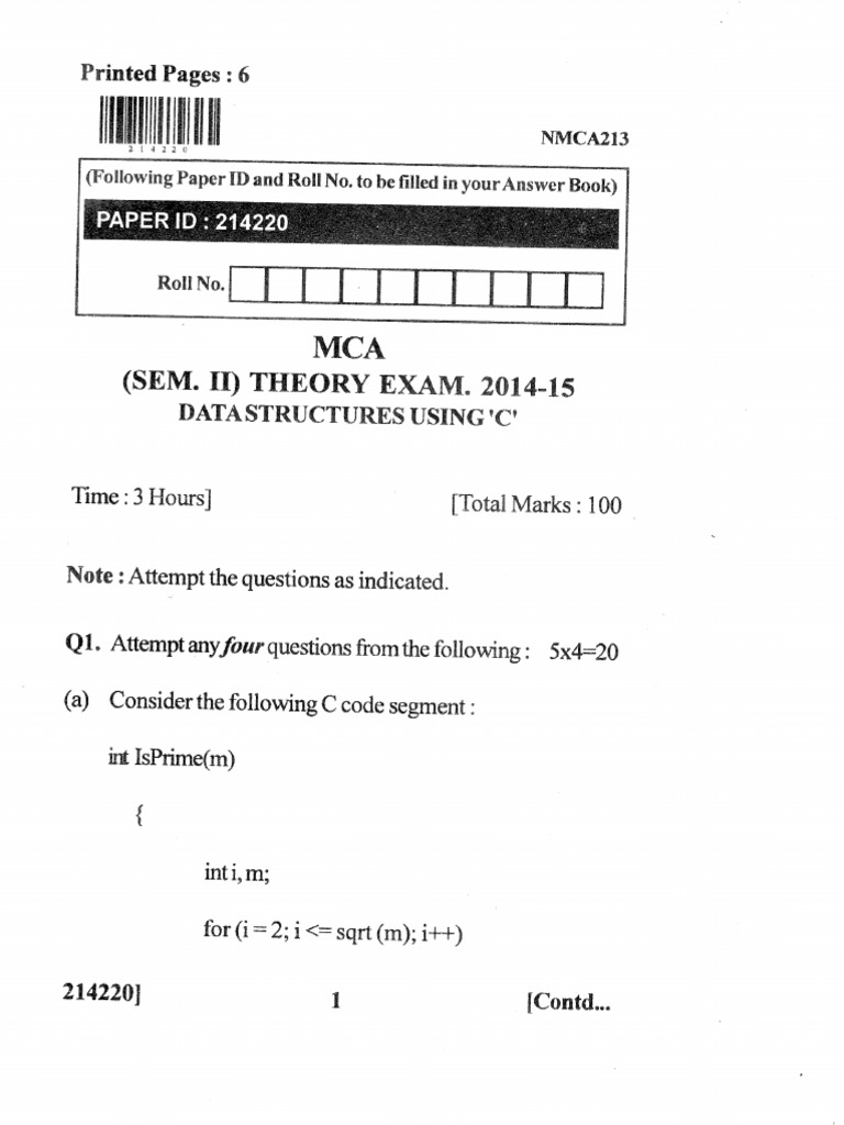 Mca 2 Sem Data Structure Using C Nmca 213 2014 15 | PDF | Theoretical Computer Science ...