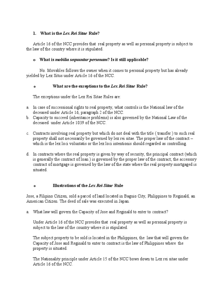 What Is The Lex Rei Sitae Rule? | PDF | Legal Concepts | Private Law