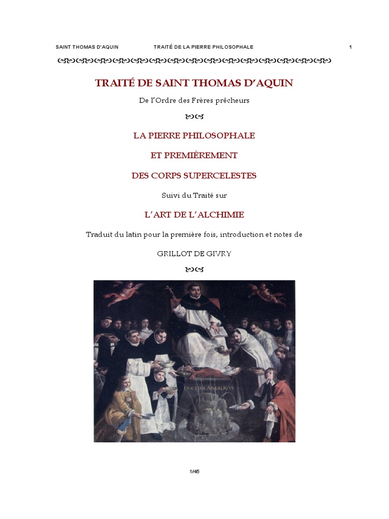 Traité de la Pierre Philosophale | PDF | Alchimie | Thomas d'Aquin