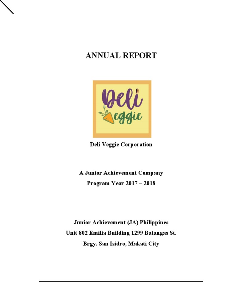 Annual Report - Deli Veggie - FINALE | PDF | Sales | Net Income