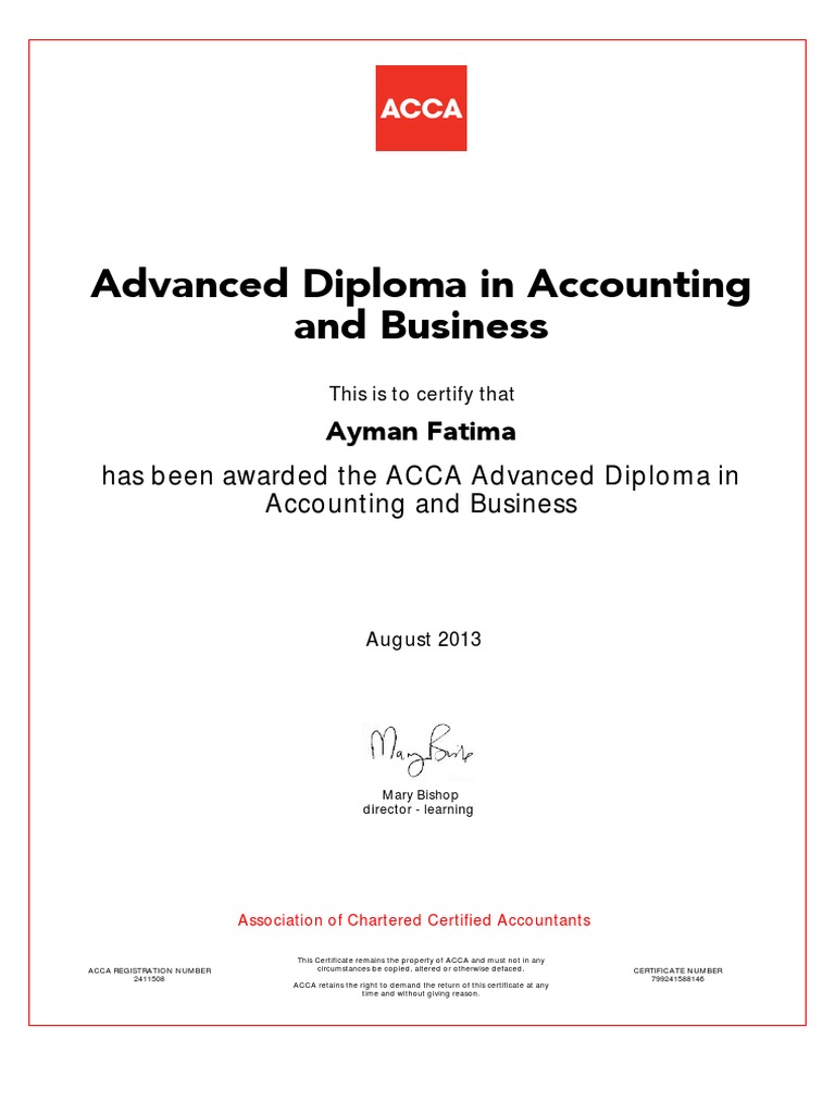 Advanced Diploma in Accounting and Business | PDF
