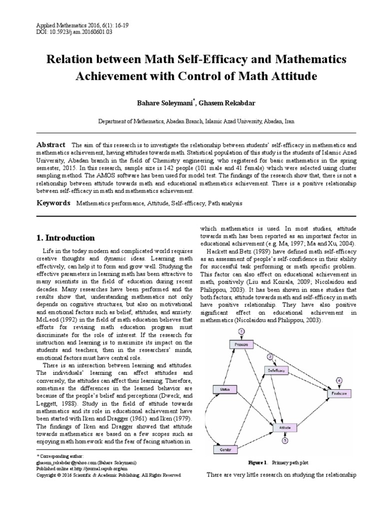 Relation Between Math Self-Efficacy and Mathematics Achievement With ...