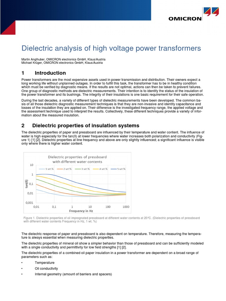 Dielectric Analysis of High Voltage Power Transformers | PDF ...