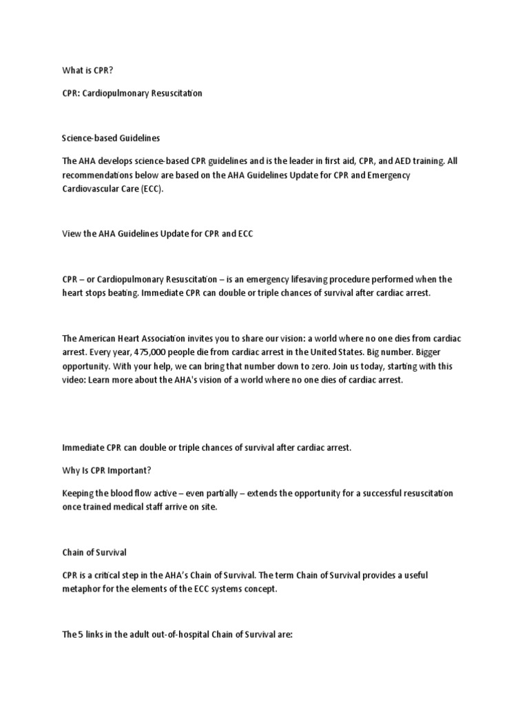 CPR 1 | PDF | Cardiopulmonary Resuscitation | Cardiac Arrest