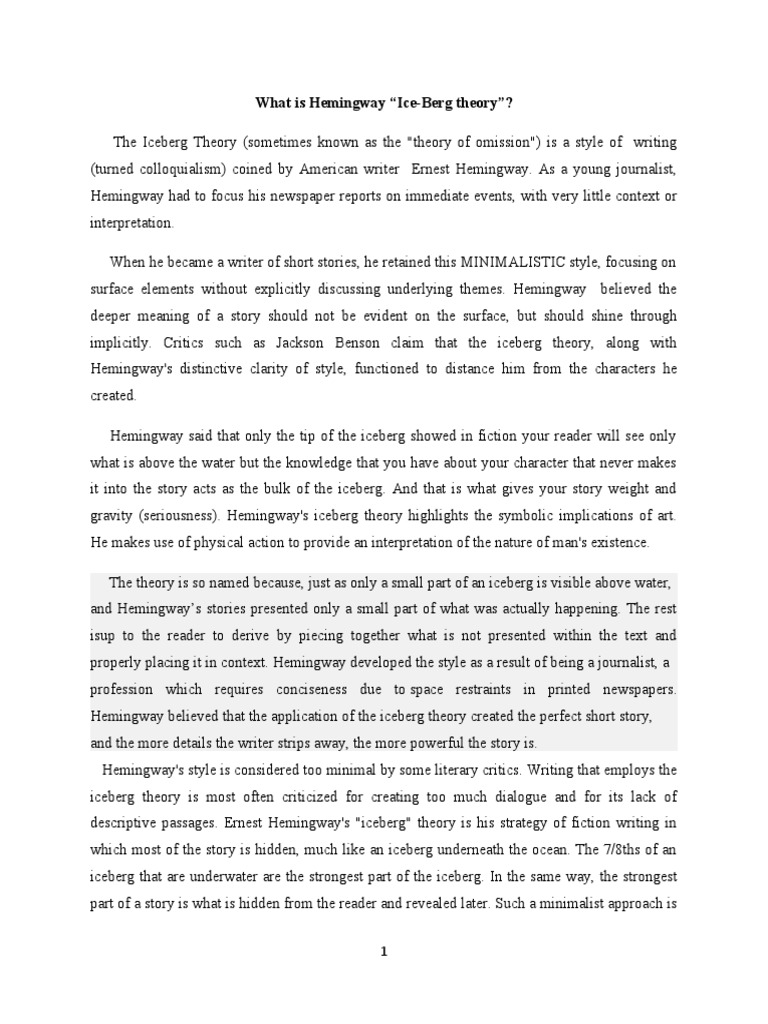 What Is Hemingway "Ice-Berg Theory"? | PDF