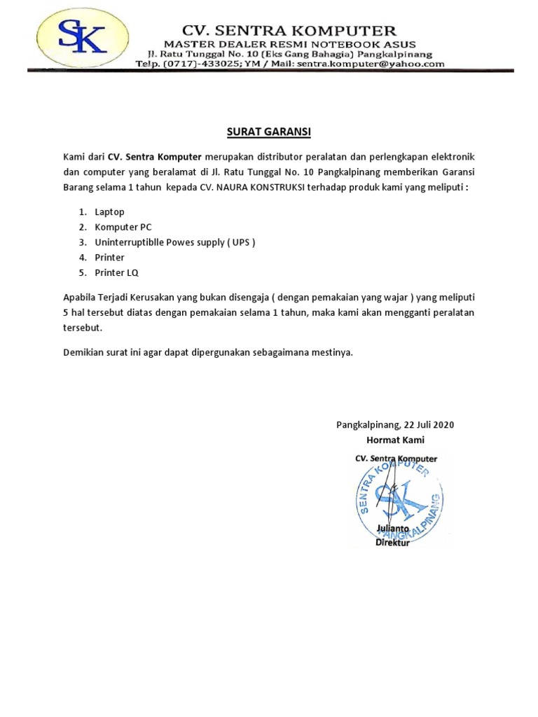 Surat Garansi | PDF