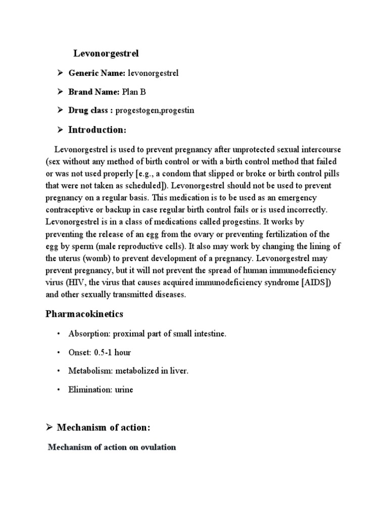 Levonorgestrel: Mechanism of Action | PDF | Birth Control | Luteinizing ...