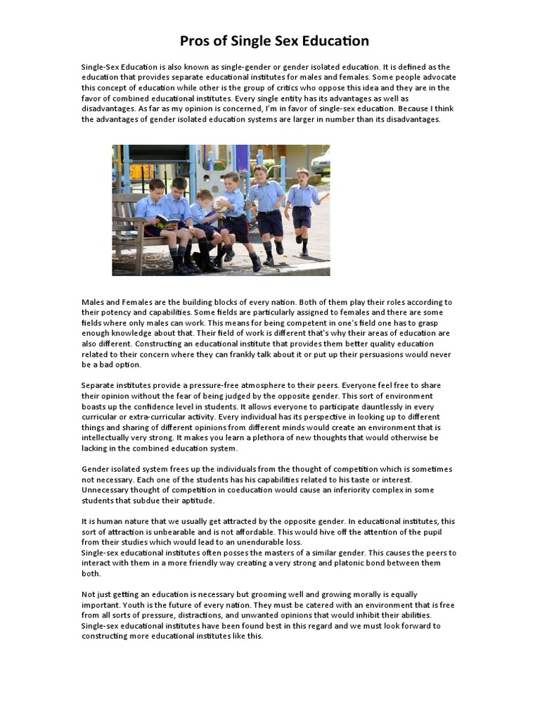Single Sex Education | PDF | Gender | Gender Studies