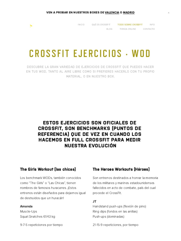 CrossFit Ejercicios WOD - Full CrossFit | PDF | Ejercicio físico ...