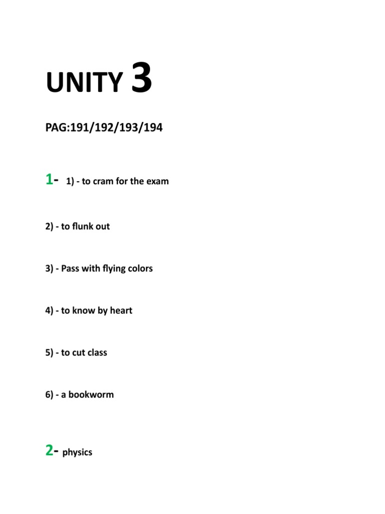 Unity: 1) - To Cram For The Exam | PDF