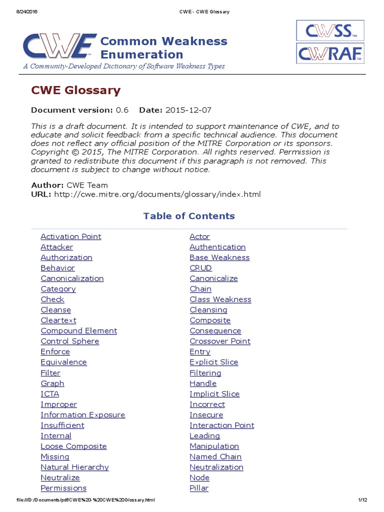 CWE - CWE Glossary | PDF | String (Computer Science) | Databases