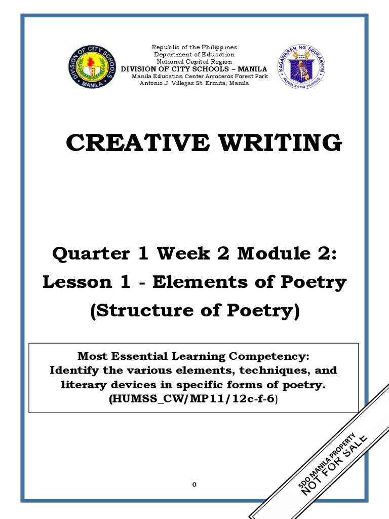 CREATVE WRITING - Q1 - W2 - Mod2 PDF | PDF | Sonnets | Poetry