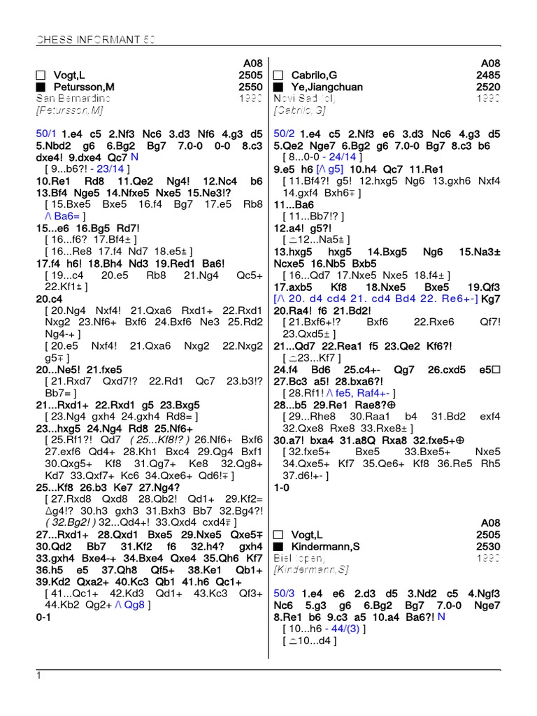 Chess Informant 50 Analysis | PDF | Chess | Chess Theory