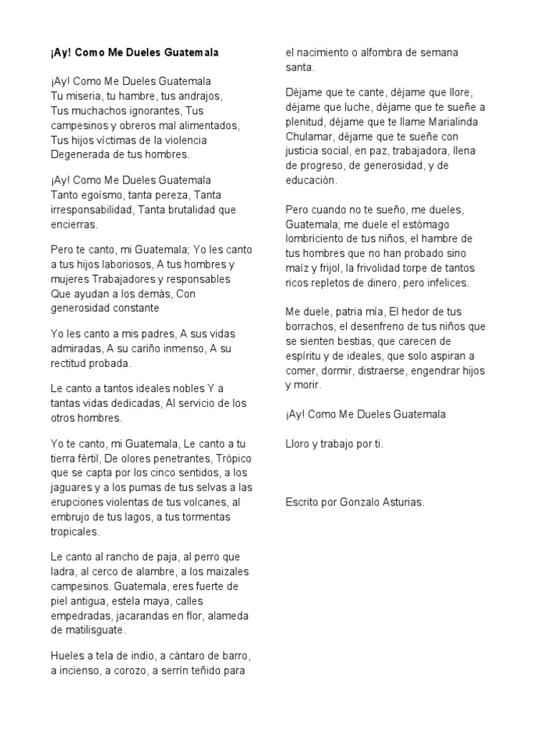 Poema "Ay, Cómo Me Dueles, Guatemala" | PDF