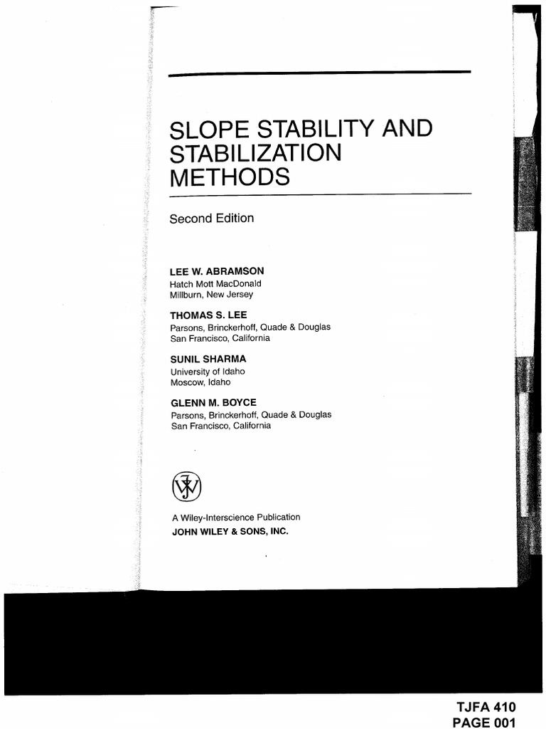 Slope Stability and Stabilization Methods: Second Edition | PDF ...