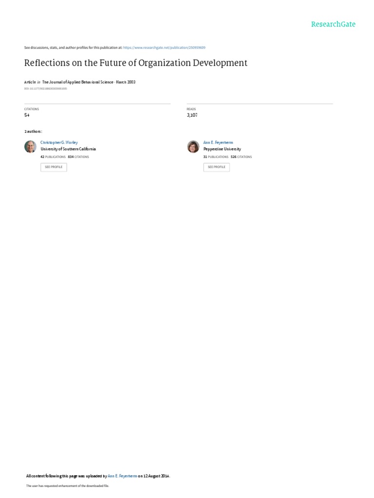 Reflections On The Future of Organization Developm PDF | PDF ...