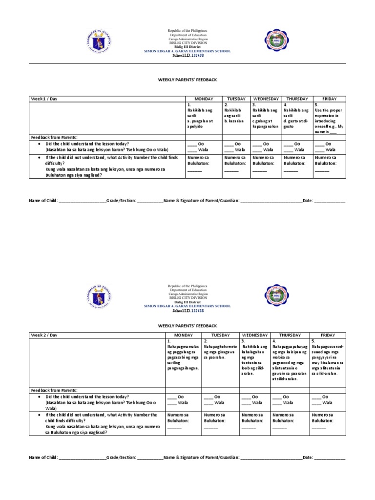 Edited Parents Feedback Kindergarten | PDF