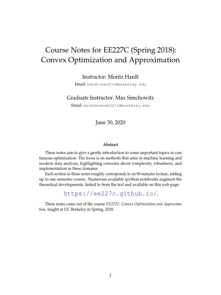 Ee227c Notes PDF | PDF | Derivative | Mathematical Optimization
