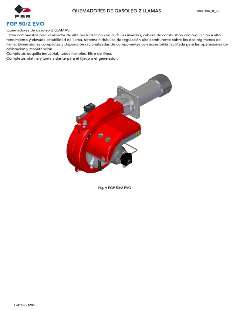 FGP 50/2 EVO: Quemadores de Gasoleo 2 Llamas | PDF | Combustible diesel ...